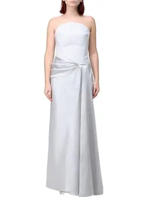 Solace London Off-the-shoulder Satin Gown With Draped Waist And Back Slit - Silver