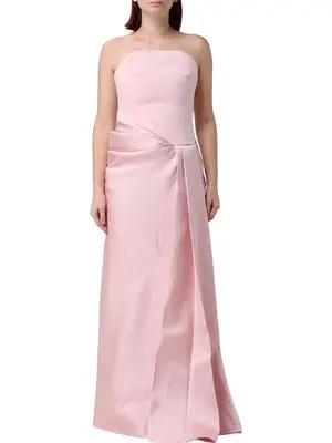 Solace London Off-the-shoulder Satin Gown With Draped Waist And Back Slit - Pink
