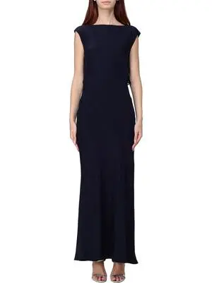 Max Mara Sleeveless Long Evening Gown In Criªpe De Chine With Straight Neckline - Multicolor