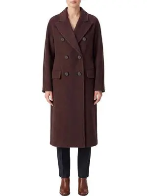 Max Mara Angus Long Double-breasted Coat In Cashmere And Alpaca - Black