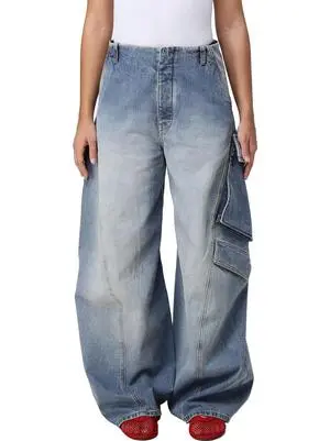 Alaïa Alaia Mid-rise Wide-leg Cargo Jeans In Cotton Denim - Blue