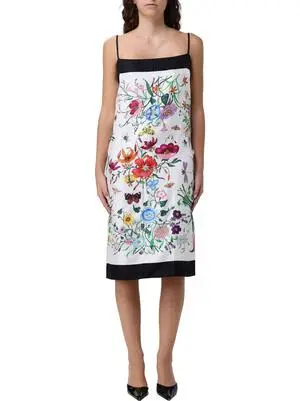 Gucci Floral Print Silk Midi Slip Dress - White