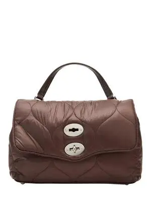 ZANELLATO Postman Mini Handbag In Black Technical Fabric - Brown