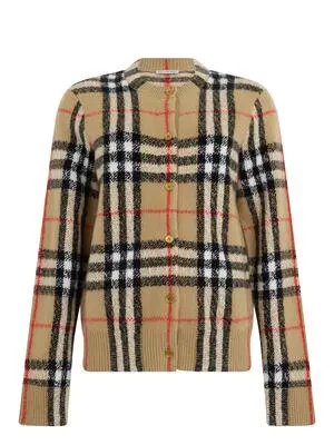 Burberry Checkered Cashmere Pullover Sweater - Beige