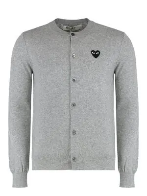 Play Comme Des Garcon Round-neck Emblem Knit Sweater - Light Grey