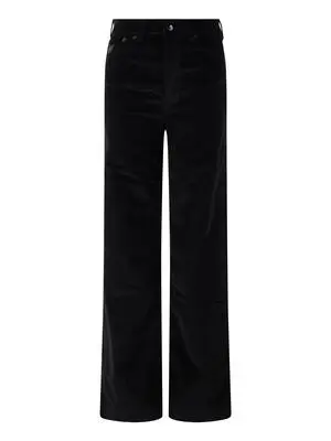 LOIS Straight Velvet Pants With High Waist And Loose Fit - Black