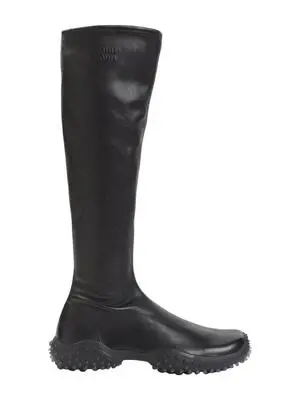 Miu Miu Tall Leather Platform Boots - Black