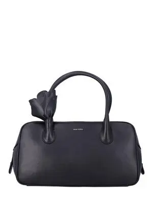 Magda Butrym Magda Burtym Brigitte Structured Calf Leather Handbag With Leather Rose Flower Appliqué (19cm X 33cm X 13cm) Nero