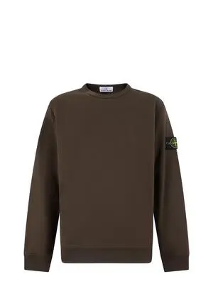 Stone Island Cotton Sweatshirt With Logo Detail - Brown