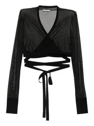 PATRICK MCDOWELL Sheer Wrap-style Top - Black