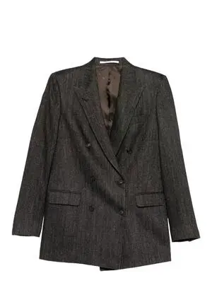Tagliatore Double-breasted Herringbone-pattern Blazer - Brown