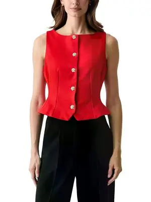 MORGAN Rose-button Peplum Top