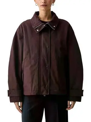 Marc O'polo High-neck Zip-up Oversized Jacket - Red