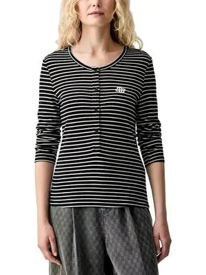 Munthe Vuzza Striped Logo-embroidered T-shirt - Black