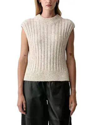 Barbour Anastasia Ribbed-knit Sleeveless Sweater - Neutrals