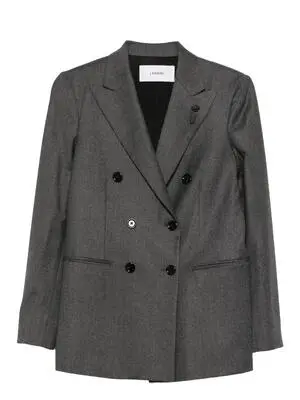 LARDINI Double-breasted Peak-lapels Jacket - Grey