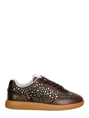 LIU JO Stud-embellished Leather Sneakers