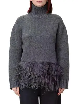 Fabiana Filippi Feather-trim Turtleneck Sweater - Grey