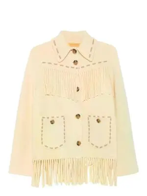 Guest In Residence Fringe-trimmed Whipstitch-detail Jacket - Neutrals
