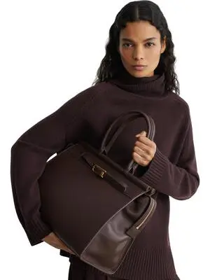 REISS Ember Leather Structured Tote Bag
