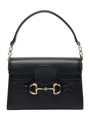 Gucci Horsebit Duomo Smooth Calf Leather Mini Handbag With Logo Detail - Black