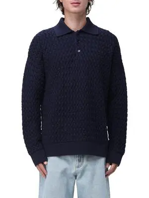 Bottega Veneta Relaxed Fit Long-sleeve Knitted Wool Polo Shirt - Blue