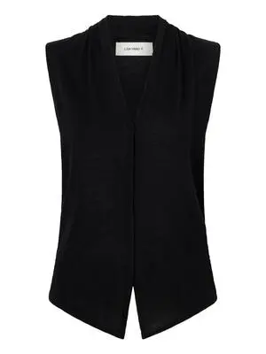 LISA YANG Deep V-neck Knitted Vest - Black