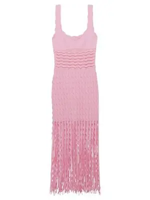 Simkhai Brionne Fringed-hem Dress Midi - Daisies