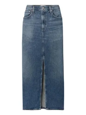 AGOLDE Leif Mid-rise Denim Maxi Skirt - Blue