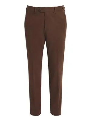 Corneliani Cotton Twill Flat-front Trousers - Brown