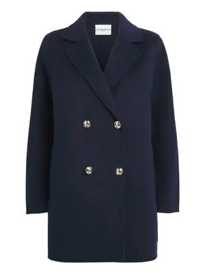 Claudie Pierlot Wool Double-breasted Coat - Blue