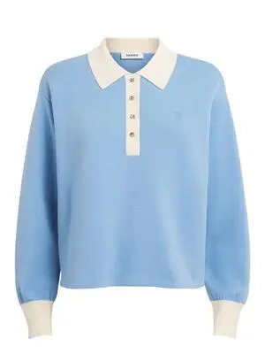 SANDRO Button-up Polo Sweater