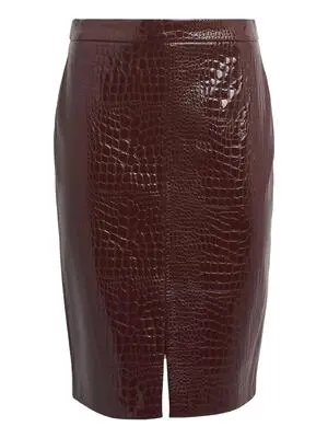 L'Agence Faux Leather Violetta Pencil Skirt Brown