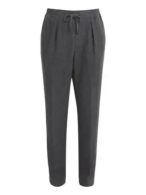 Ralph Lauren Purple Label Wool-cashmere Drawstring Trousers - Grey