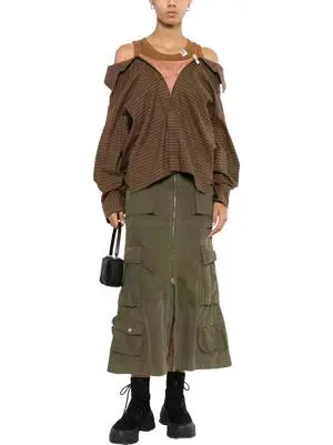 Mihara Yasuhiro Checked Cold-shoulder Shirt - Brown