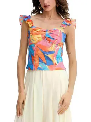 MORGAN Ruffled Printed Blouse