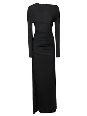 Victoria Beckham Ruched Long-sleeve Maxi Dress - Black