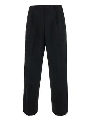 DUNST Pleated Straight-leg Trousers - Black