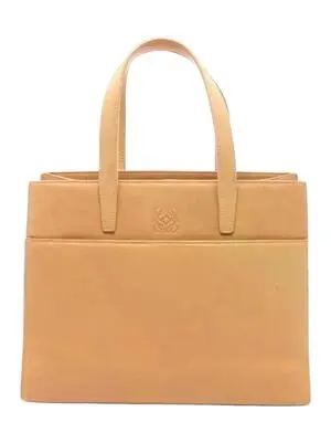 Loewe 2000s Anagram Leather Tote Bag - Neutrals