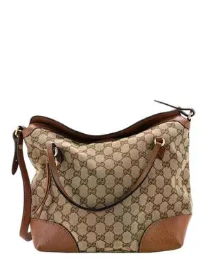 Gucci Bree Convertible Top Handle Bag Gg Canvas With Leather Medium Tote Bag - Brown
