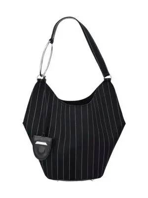 DONDUP Pinstripe-pattern Ring-detail Shoulder Bag - Black