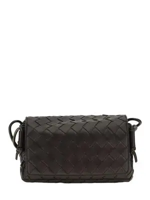 Bottega Veneta Notturno Woven Leather Shoulder Bag With Knotted Strap - Brown