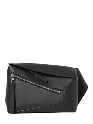 Loewe Puzzle Belt Bag In Smooth Calfskin Leather With Zip Closure - Black