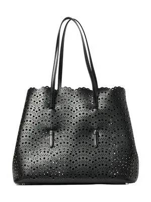 Alaïa AlaiA Women Mina Shoulder Bag Alaia In Perforated Calfskin Leather With Removable Pouch Black