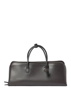 Alaïa Alaia Delta Medium Calfskin Leather Handbag With Logo Charm - Brown