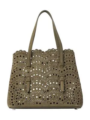 Alaïa Alaia Mina Perforated Suede Shoulder Bag With Removable Pouch - Green
