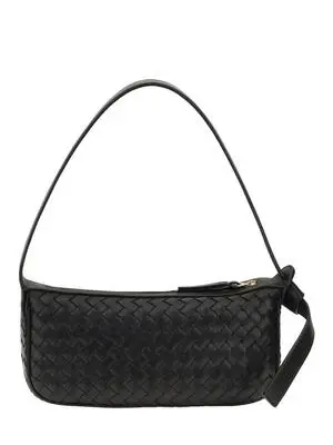 Bottega Veneta Nodo Mini Shoulder Bag In Woven Lambskin - Black