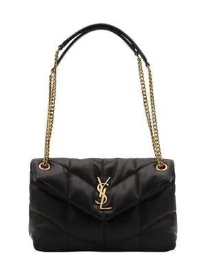 Saint Laurent Puffer Small Quilted Chevron Nappa Bag - Black