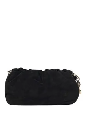 CHRISTIAN LOUBOUTIN Eva Ruched Suede Calfskin Mini Crossbody Bag - Black