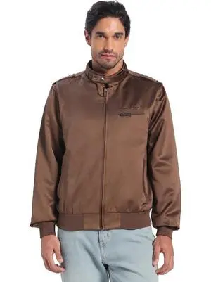 MEMBERS ONLY Classic Satin Iconic Racer Jacket - Brown